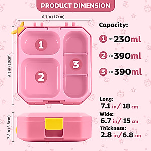 AmazingLife Lunch Box for Girls, Kids Bento Lunch Box with Compartments, Salad Container for Lunch, Kids School Supplies Ideal for Ages 3+, Drop-Proof, Reusable On-the-Go Meal and Snack Packing