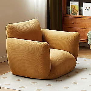 Floor Chair with Back Support, Lazy Sofa Chair with 5 Adjustable Position Armrests and Backrest,Human Dog Bed for Living Room, Bedroom, Lounge (Color : Yellow)