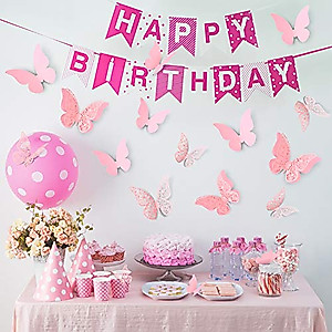 120 Pieces 3D Layered Butterfly Wall Decor Removable Butterfly Stickers Hollow Mural Decals Decorative Wall Art Crafts for DIY Baby Room Home Wedding Decor (Pink)