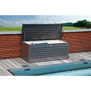 Biohort Leisuretime 210 Gal. Steel Metallic Dark Grey 71in x 31 in x 28in Deck Box with Soft Close Hydraulic Lift (210 Gallon)