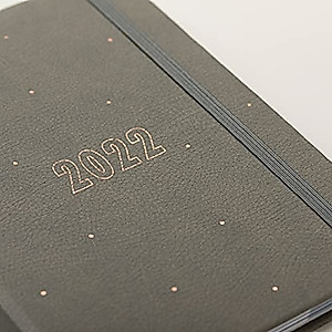 Busy B Busy Life Diary January to December 2022 - A5 Grey Faux Leather Week to View Planner with Dual Schedules, Pen Holder and Pockets