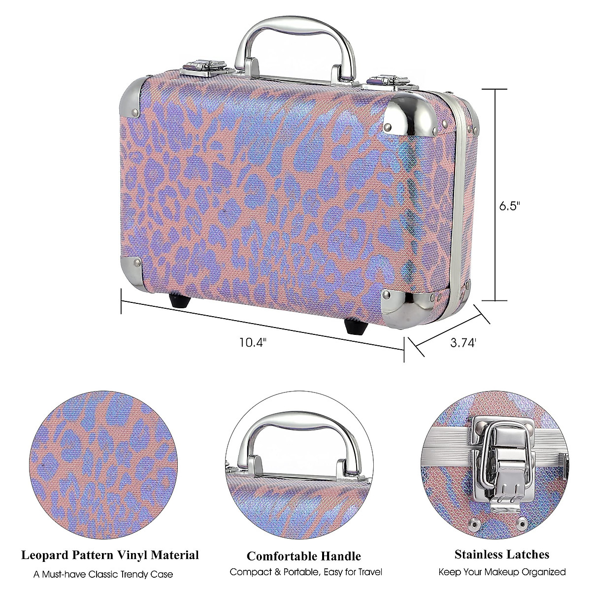 Hot Sugar All In One Makeup Set for Adults and Girls - Full Makeup Kit for Beginners With Eye Shadow Palette, Blush, Lip Gloss, Brush, Mirror (Pink Leopard)