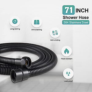SR SUN RISE Shower Head - 9 Settings High Pressure Detachable Power Wash Handheld Showerhead, Spray Hand Showers with Extra Long Hose and 360° Adjustable Wall & Overhead Brackets (Matte Black)