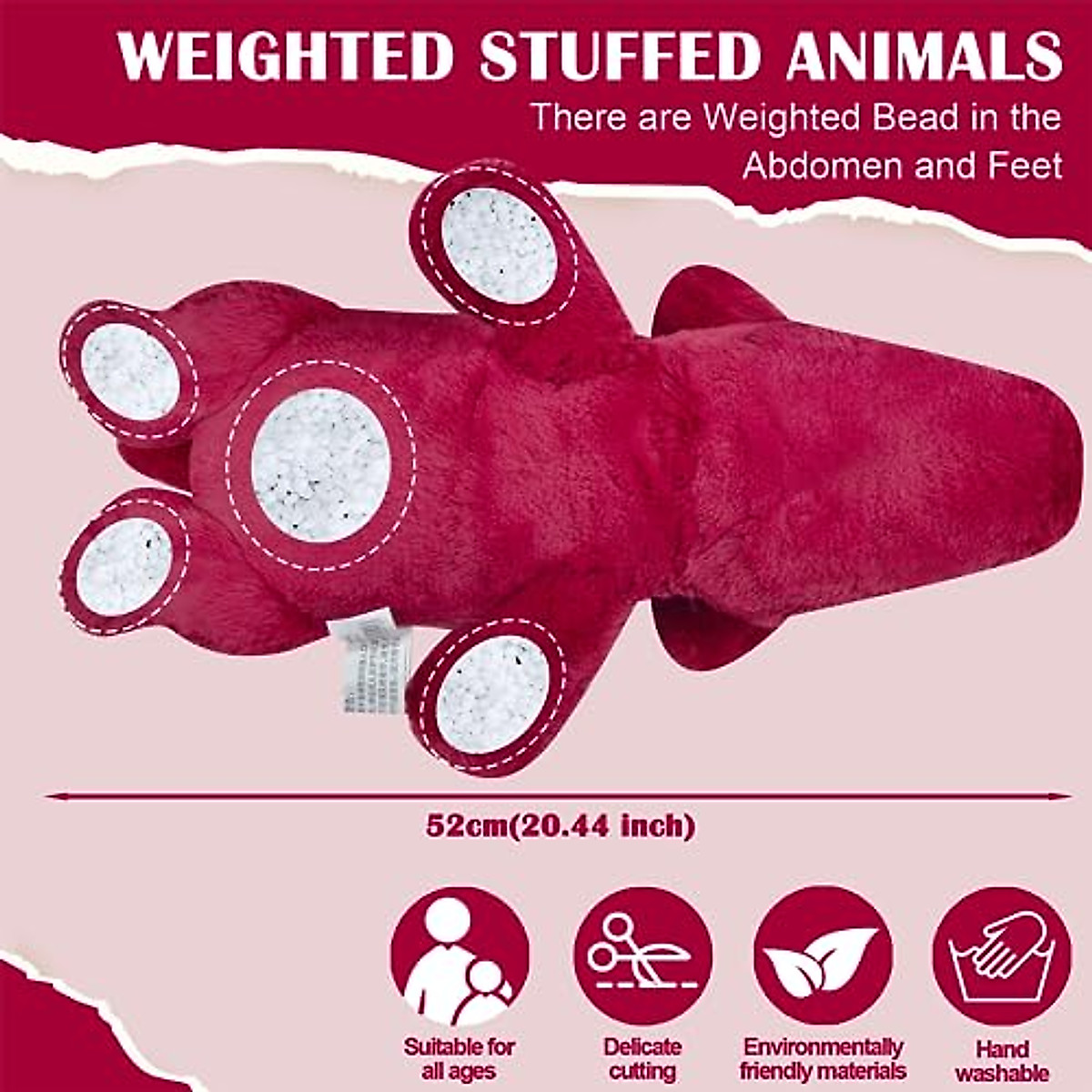 Gisqis Fire Dragon Plush 0.6lb 18" Soft Dragon Stuffed Animal Giant Cute Stuffed Red Dragon Plush Pillow Birthday Gifts for Kids