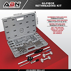 ABN Metric and SAE Standard Tap and Die 60-Piece Rethread Set Rethreading Kit for Cutting External and Internal Threads