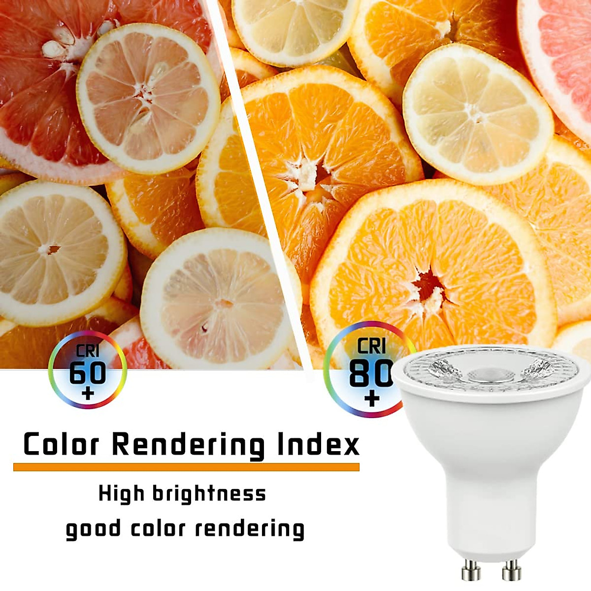 Geminilite GU10 LED Bulbs Non-Dimmable, 3000K Warm Light Replacement for Recessed Track Lighting, 5W GU10 Bulb with 38° Spotlight for Kitchen, Range Hood, Living Room, 6 Pack 120V