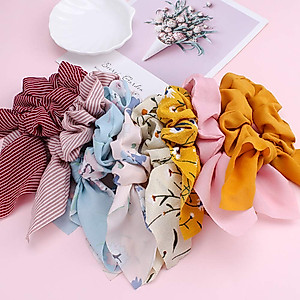 ACO-UINT 20 Pack Adorable Chiffon Bow Hair Scrunchies for Women, Thick Hair Bunny Ear Scrunchies, Elastic Bulk Hair Accessories and Ties for Girls