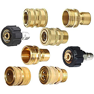 8pcs Pressure Washer Adapter Kit,Garden Hose Quick Connect Fittings,M22 Swivel to 3/8'' Quick Connect, 3/4" to Quick Release
