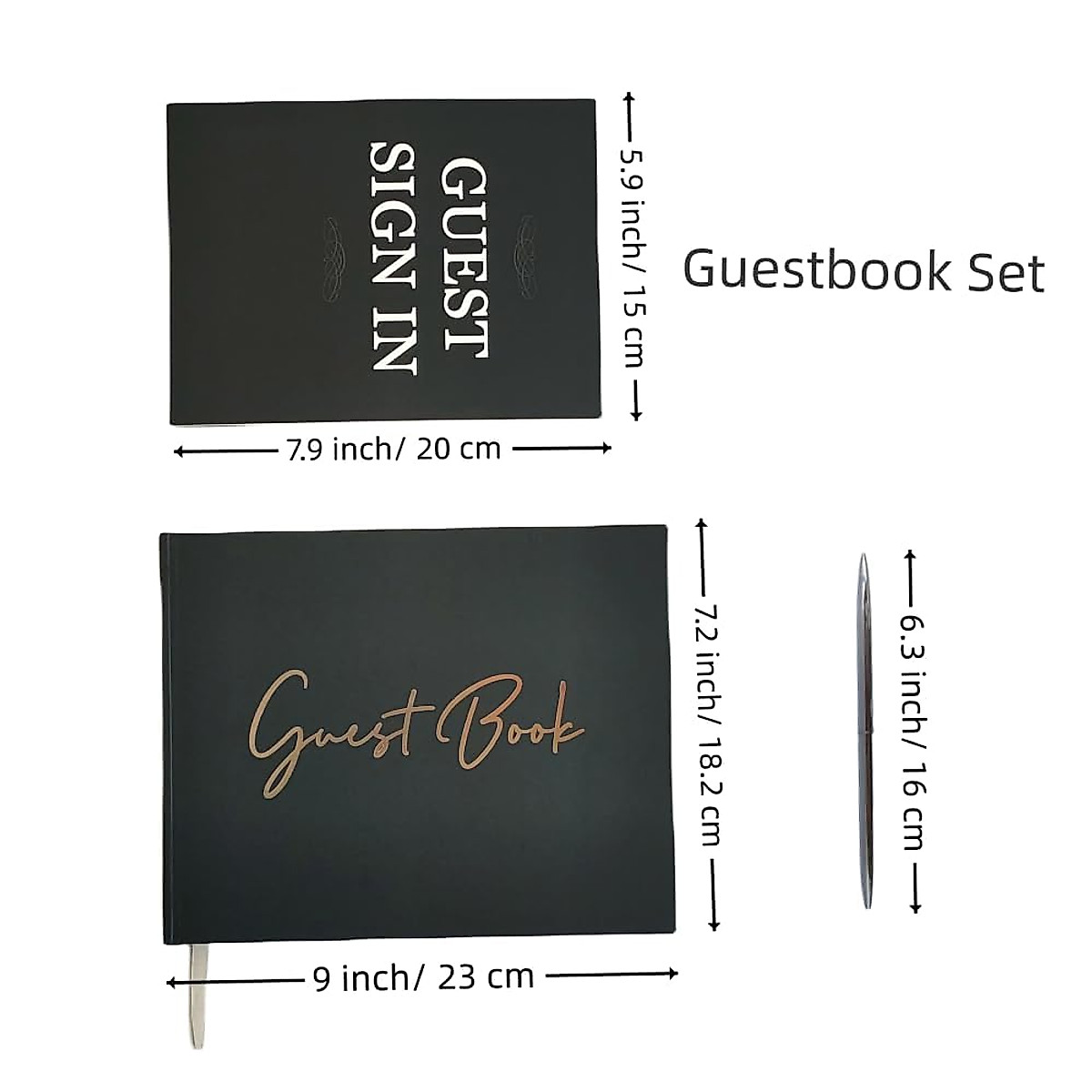 CejFur Guest Book Wedding Reception with Pen 9"x7.2" Hardcover Guestbook for Wedding, Baby Shower, Bridal Shower, Graduation Party, Funeral, 100 Pages Guest Sign in Book (Black)