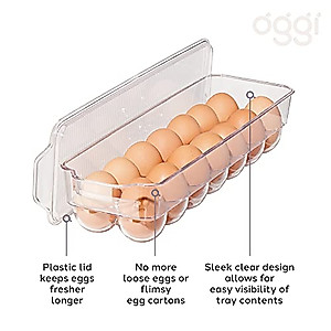 Oggi Clear Stackable Egg Tray for Fridge, Freezer and Pantry