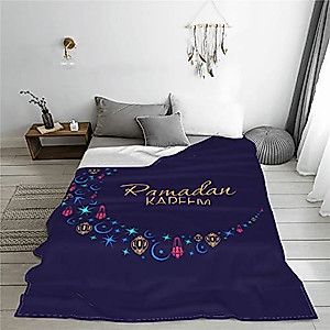 VJXZVJ Ramadan Kareem 2023 Blanket Throw Flannel Blanket All Season Light Weight Living Room/Bedroom Warm Blanket ,80"x60"