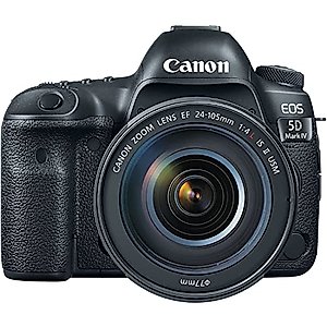 Camera Bundle for Canon EOS 5D Mark IV DSLR Camera w/ 24-105mm USM Lens + Digital TTL Flash, Backpack, 128GB High Speed Memory Card, Extra Battery + Professional Bundle (Renewed)