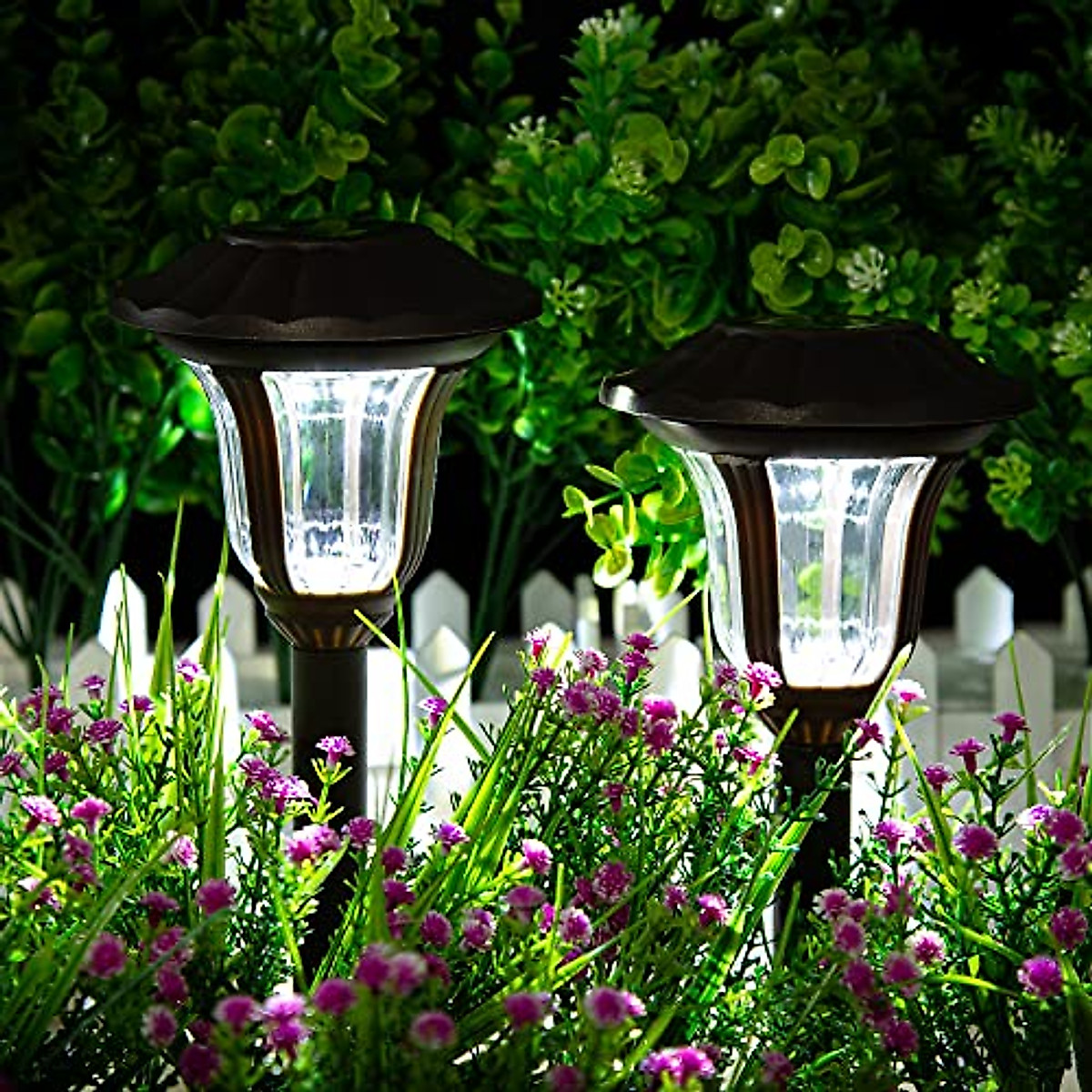 GIGALUMI Solar Pathway Lights, 8 Pack Bright Solar Garden Lights, Solar Powered Walkway Lights, Solar Lights Outdoor Waterproof Solar Path Lights for Yard, Patio, Driveway (Cold White)…