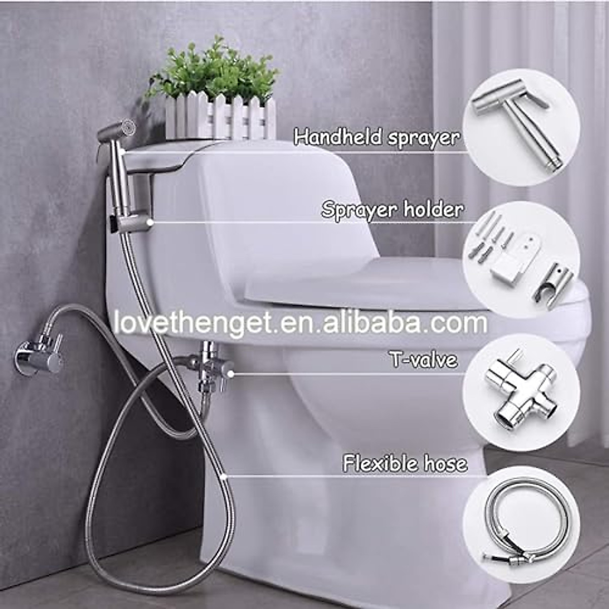 Toilet Shower Kit 2 Functions Supercharge Handheld Bidet Sprayer 304 Stainless Steel Hand Shower Brushed Bidet Toilet Sprayer Suitable for Bathroom