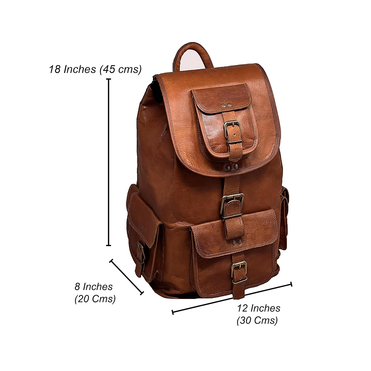 jaald 18" Leather Backpack Travel rucksack knapsack daypack Bag for men women