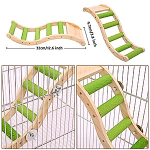 Lelepet Bird Ladder Toy, Bird Toy for Parrot Parakeet, Bird Ladders for Cockatiels Conures Budgerigar Wood Bird Perch Stand Bird Swing Bird Cage Accessories, Parrots Toys Climbing Bridge