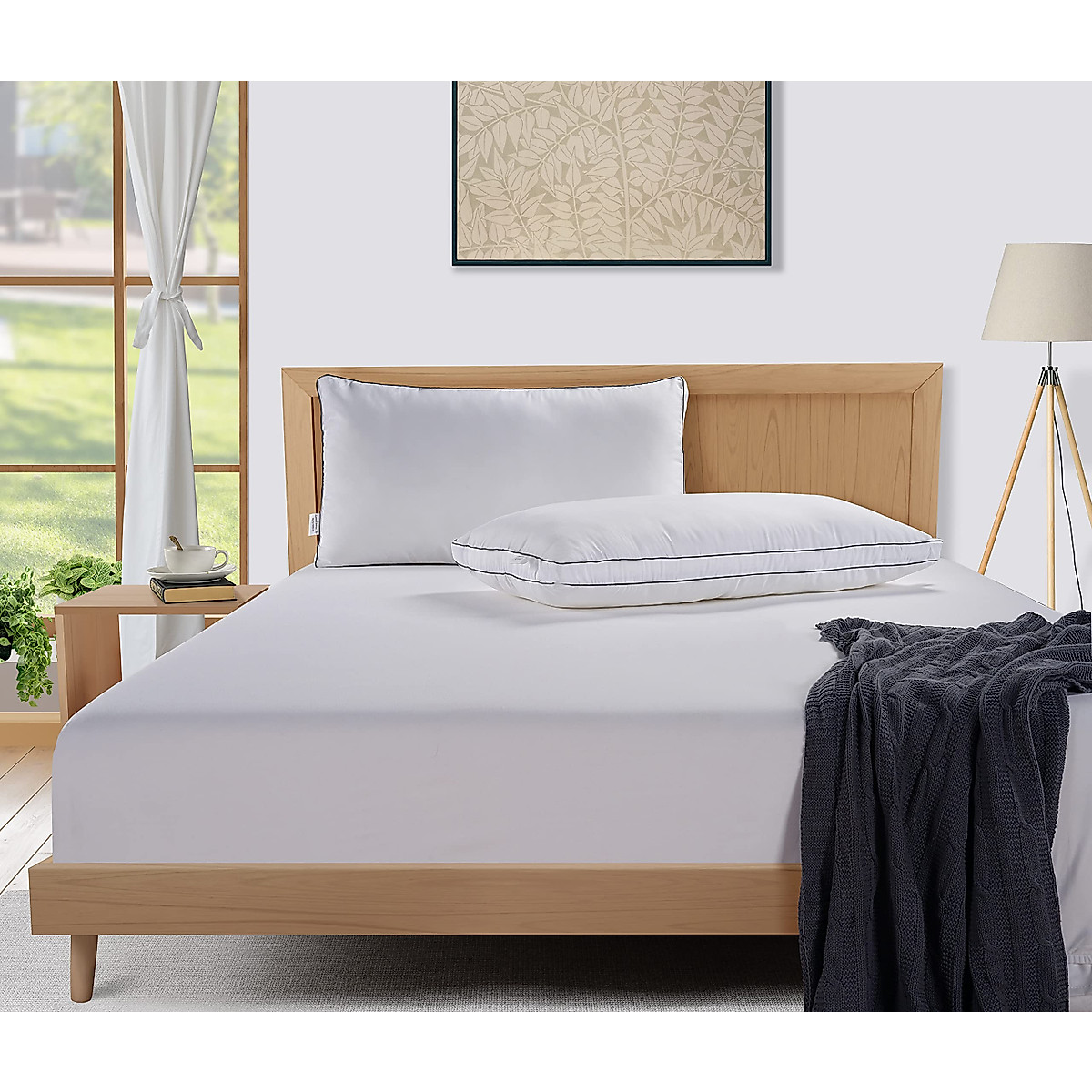 LANE LINEN Bed Pillows King Size Set of 2 (20"x36") - Soft Gusseted Pillow for Back, Stomach or Side Sleepers - Hotel Quality Down Alternative King Pillows 2 Pack - White