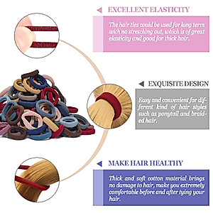 JIRIS 100PCS Seamless Thick Hair Bands - Elastic Ponytail Holders, No-Crease Cotton Ties for Women, Kids and Toddler Girls Hair Ties (set 3)