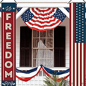 Decorations for 4th of July Decor, Hanging American Flag and “Let FREEDOM Ring” Banners, Fourth of July Party Supplies Indoor Outdoor-Red White Blue Decor Independence Day Outdoor Pull-Down Door Banners