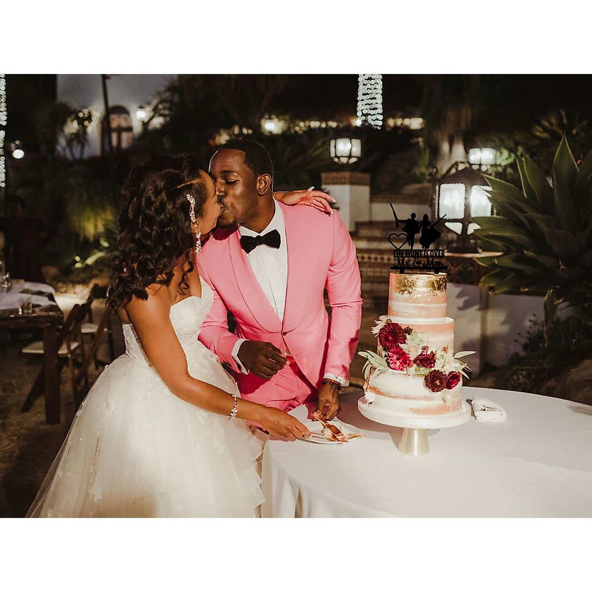 The Hunt is Over Wedding Cake Topper - Groom and Bride With Rifle Funny Wedding Cake Topper, Mr and Mrs Wedding Cake Topper