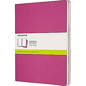 Moleskine Cahier Journal, Soft Cover, XL (7.5" x 9.5") Plain/Blank, Kinetic Pink, 120 Pages (Set of 3)