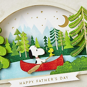 Hallmark Signature Peanuts Fathers Day Card (Snoopy and Woodstock Canoeing) (799FFW2007)