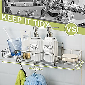 ETECHMART Shower Caddy Organizer, Expandable and Adhesive Bathroom Shower Shelf, SUS304 Rustproof Storage No Drilling Wall Shower Rack,2 Pack/Silver