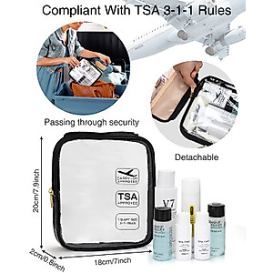 Relavel Travel Toiletry Bag for women with Detachable TSA Approved Toiletry Bag, Compact Hanging toiletry bag with Small Carry On 3-1-1 Clear Waterproof Travel Bags for Toiletries (M Black, A Small)