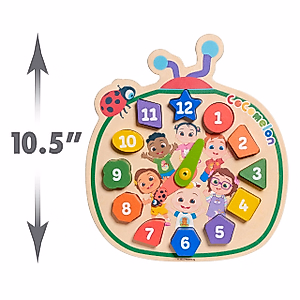 CoComelon Count with Me Wooden Clock, Recycled Wood, Learning and Education, Officially Licensed Kids Toys for Ages 18 Month by Just Play