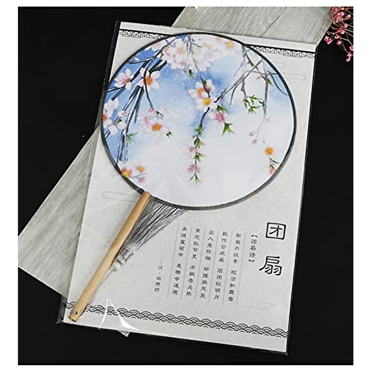 VAYLAS Ancient Style Palace Fan, Vintage Round Fan, Portable Fan, Hanfu Single-Sided Silk Ball Fan, Handmade Gift Fan 10
