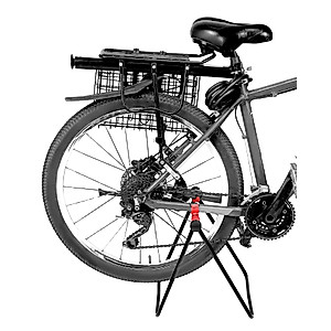 QWORK Easy Utility Bicycle Rack, 2 Pack Bike Floor Stand, Freestanding Bicycle Floor Repair Rack Stand, Foldable Indoor Outdoor Bicycle Garage Stand for Bicycle Storage