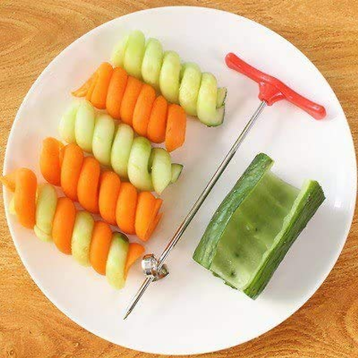 Aichoic Fruit Spiral Knife Spiral Knife Vegetable Coiler Scroller Stainless Steel Magic Scroller Creative Model Cucumber knife Fruit and Vegetable Spiral Twist