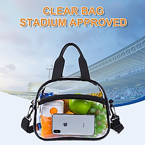 Clearworld Stadium Approved Clear Lunch Bag,See Through Lunch Box with Adjustable Strap and Front Zipper Pocket,Easy to Clean and Water Resistant Tote Bag for Work, School, Concerts,Sports