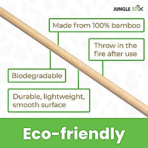 Jungle Stix Marshmallow Smores Roasting Sticks 36 Inch 5mm Thick Extra Long Heavy Duty Wooden Skewers, 110 Pieces. Perfect for Hot Dog Kebab Sausage, Environmentally Safe 100% Biodegradable