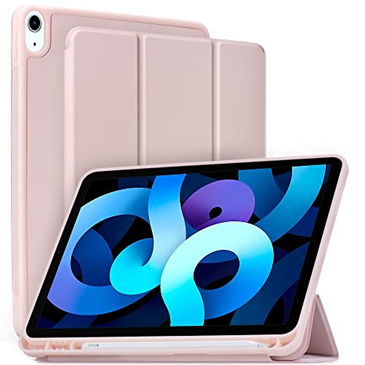 Migeec Case for iPad Air 5/4 generation 2022 2020 10.9 Standing Cover Auto Sleep/Wake Ultra Slim, Rosegold