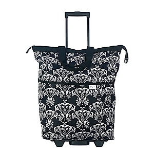 Olympia Fashion Rolling Shopper Tote - Damask Black, 2300 cu. in.