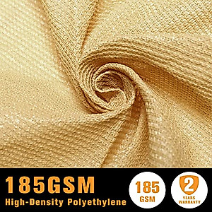 MR. COVER Triangle Sun Shade Sail 16 x 16 x 16 ft Rectangle for Patio Garden Backyard Outdoor Facility, Rip-Resistant & UV-Block, Double Stitched, Sand Color