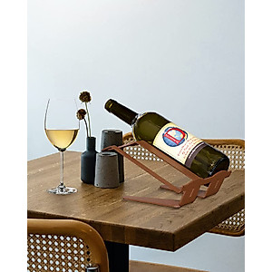 di prima usa Wine Rack Countertop – 2 Bottle Wine Holder for Table in Light Brown Metal