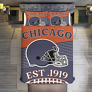 Gyeong Football Player Helmet Bedding Set City Classic Duvet Cover Set American Rugby Sports Comforter Set Twin Full Queen King Size with 1 Duvet Cover and 2 Pillowcase for Fans Boys Teenagers Men