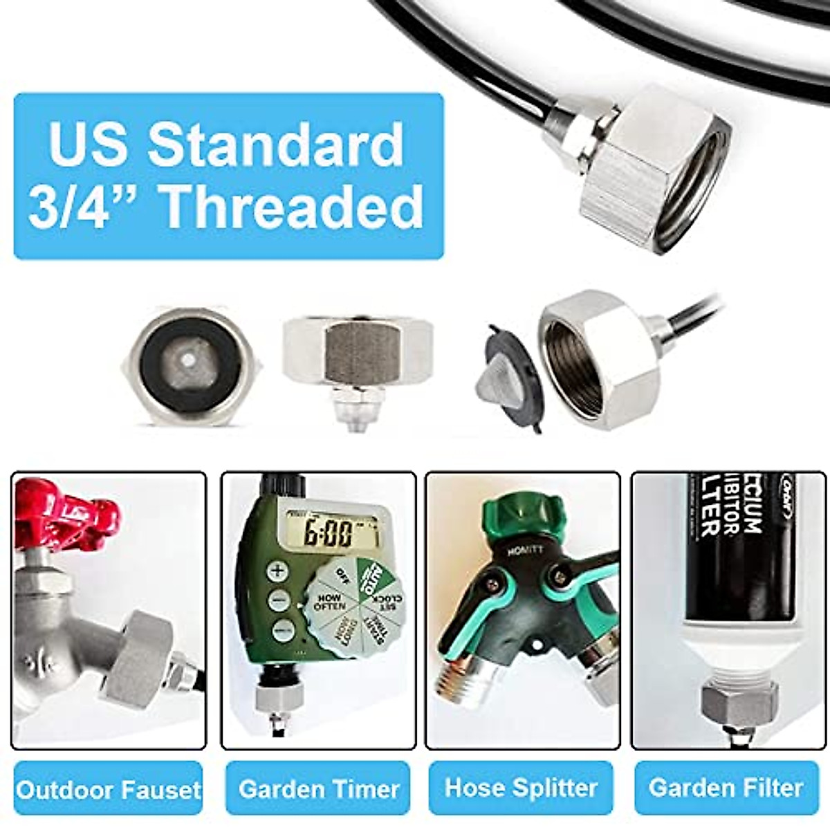 Misters for Outside Patio, 26FT (8M) Misting Cooling System with 8 Brass Mist Nozzles for Patio Garden Greenhouse Trampoline and Waterpark