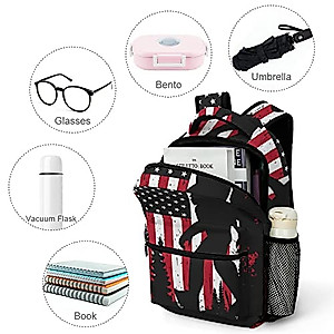 Bigfoot and American Flag Laptop Backpack Fashion Shoulder Bag Travel Daypack Bookbags for Men Women