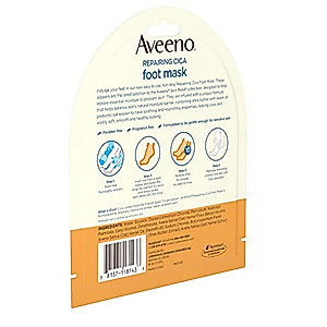 Aveeno Repairing CICA Foot Mask with Prebiotic Oat and Shea Butter, Moisturizing Foot Mask for Extra Dry Skin, 1 Pair of Single-Use Slippers (Pack of 3)