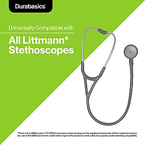Durabasics Stethoscope Ear Tips Replacement for Littmann Stethoscopes - Compatible with Littman Ear Tips Replacement, Stethoscope Ear Pieces, Littmann Stethoscope Parts & Cardiology IV Parts - Grey