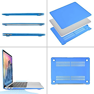MOSISO Compatible with MacBook Air 13 inch Case 2022 2021 2020 2019 2018 Release A2337 M1 A2179 A1932 Retina Display with Touch ID, Plastic Hard Shell Case & Keyboard Cover Skin, Bright Blue