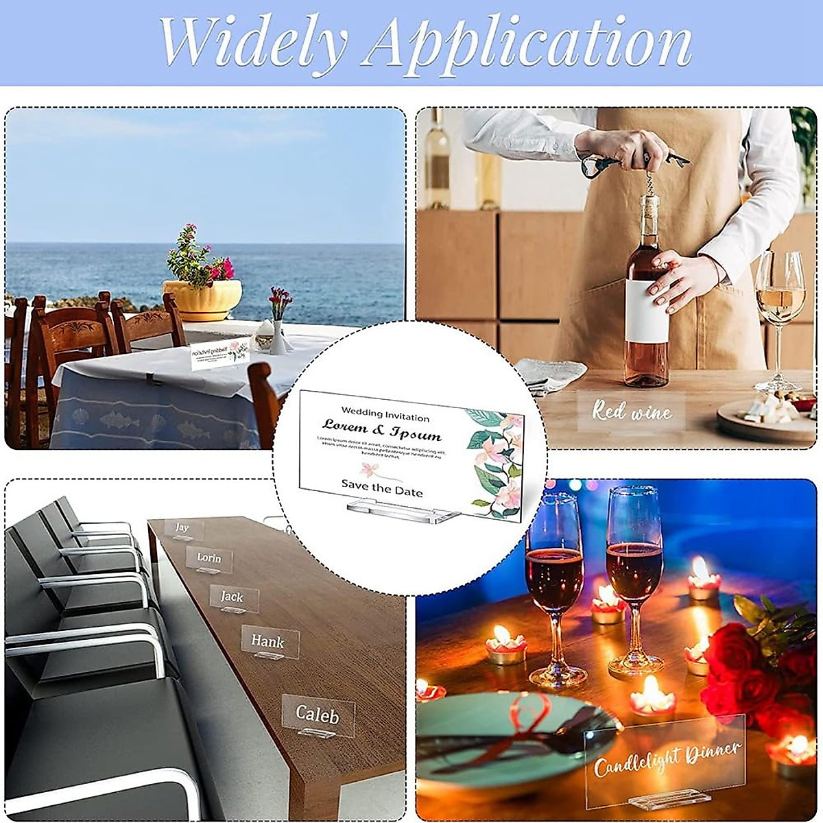 Soaying 20Sets Acrylic Sign Acrylic Table Signs with Stand, Blanks Acrylic Table Numbers for Wedding and Food & Beverage Decor