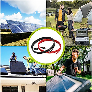 JXMXRPV Solar Charge Controller Extension Cable 20 Ft 10AWG (6mm²) with Female and Male Connector, Weatherproof Solar Panel Extension Cable Wire Adapter Kit for Home Boat RV Solar Panels (20FT 10AWG)