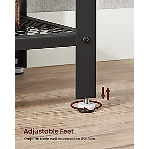 VASAGLE Console Table, 2-Tier Entryway Table with Mesh Shelf, Narrow Sofa Table, Steel Frame, Adjustable Feet, for Hallway, Living Room, Industrial Style, Rustic Brown and Black ULNT80X