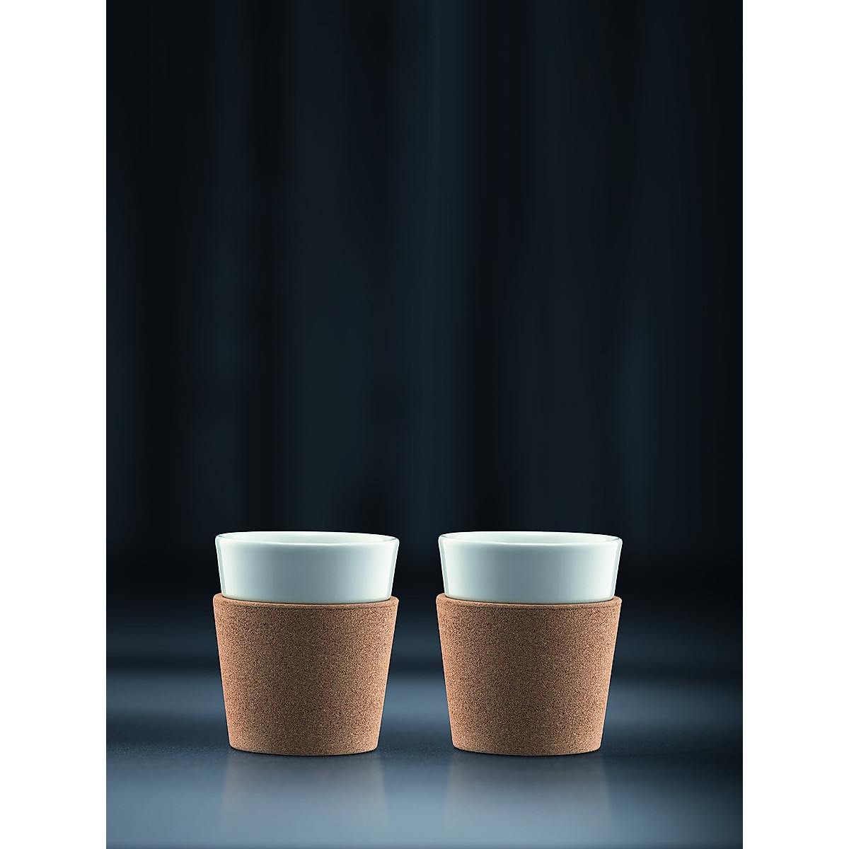 BODUM Pack of 2 Porcelain Cork Headband, White, Ceramic, Liège, Blanc, 0,17 L