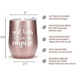 Rock and Llama I'm Just A Girl Boss Building Her Empire Wine Glass Tumbler Cup Boss Lady Gifts Boss Babe Coffee Mug