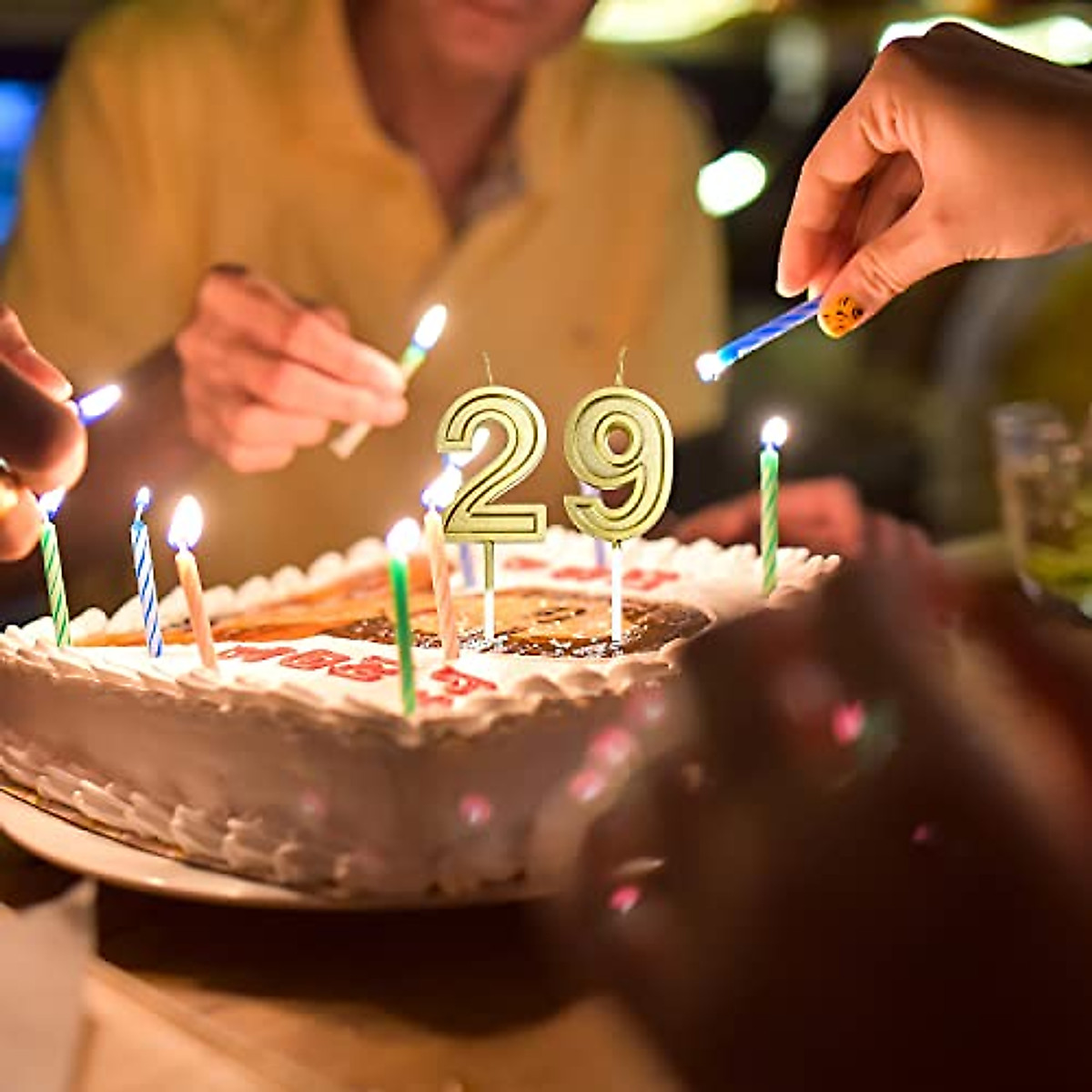 29th Birthday Candles Cake Numeral Candles Happy Birthday Cake Candles Topper Decoration for Birthday Wedding Anniversary Celebration Supplies (Gold)